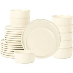 STONE + LAIN Eden Stoneware 24-piece Dinnerware Set - Beige