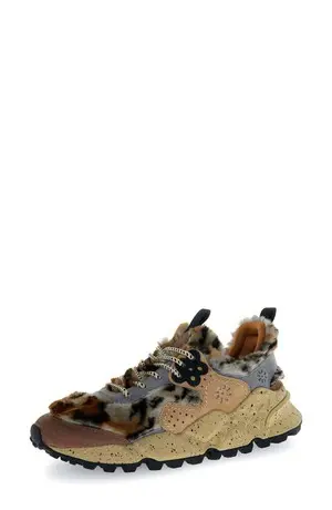 FLOWER MOUNTAIN Kotetsu Faux Shearling Sneakers - Anthracite