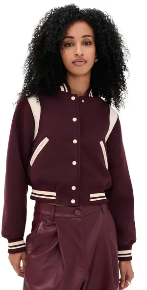 Blanknyc Bomber Jacket - Burgundy Multi
