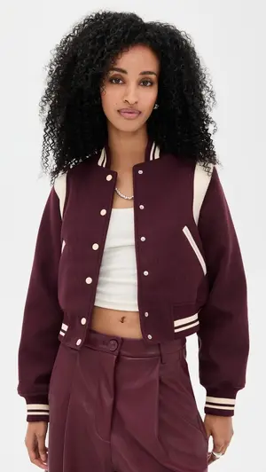 Blanknyc Bomber Jacket - Burgundy Multi