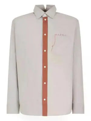 Marni Split-collar Embroidered Shirt - Grey