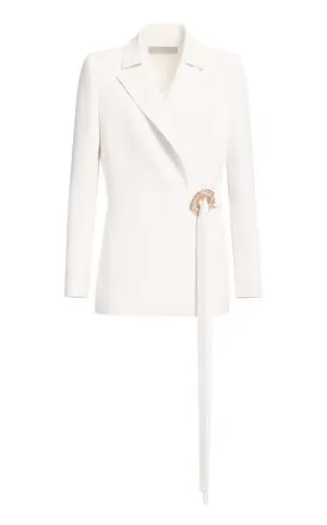 Elie Saab Crystal-embellished Cady Wrap Blazer