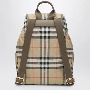 Burberry Check Horseshoe Backpack - Beige