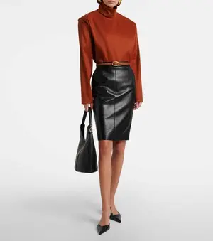 Saint Laurent Silk-blend Turtleneck Top - Orange