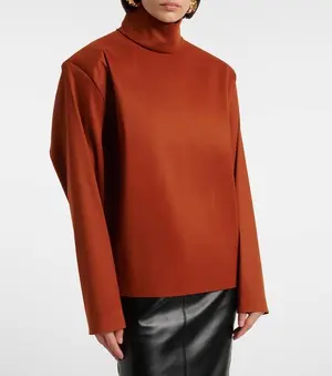 Saint Laurent Silk-blend Turtleneck Top - Orange