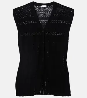 ERES Mixte Pointelle Wool And Cashmere Sweater Vest - Black