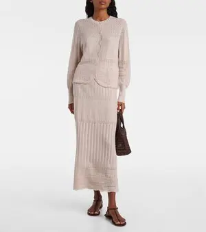 ERES Trio Pointelle Wool And Cashmere Cardigan - Beige