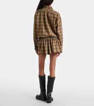 Miu Miu Plaid Virgin Wool Miniskirt - Multicoloured