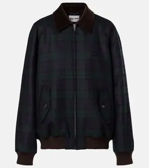 Miu Miu Plaid Virgin Wool Twill Blouson Jacket