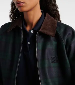 Miu Miu Plaid Virgin Wool Twill Blouson Jacket