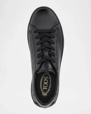TOD'S Grained Calfskin Low-top Sneakers - Black