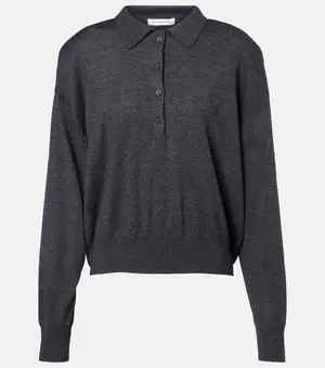 THE FRANKIE SHOP Croydon Wool-blend Polo Sweater - Grey