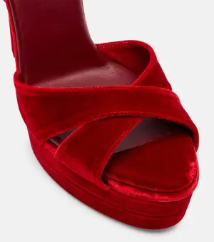 AQUAZZURA Divine 130 Velvet Platform Sandals