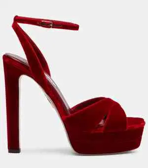 AQUAZZURA Divine 130 Velvet Platform Sandals