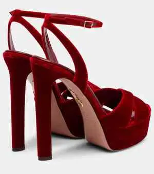 AQUAZZURA Divine 130 Velvet Platform Sandals