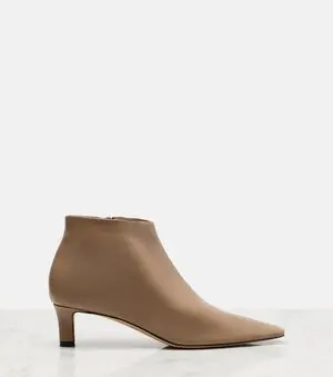 THE ROW Carla 45 Leather Ankle Boots - Beige