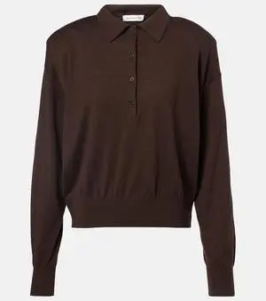 THE FRANKIE SHOP Croydon Wool-blend Polo Sweater - Brown