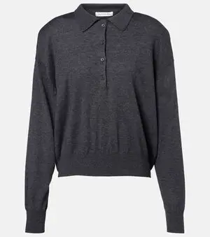 THE FRANKIE SHOP Croydon Wool-blend Polo Sweater - Grey