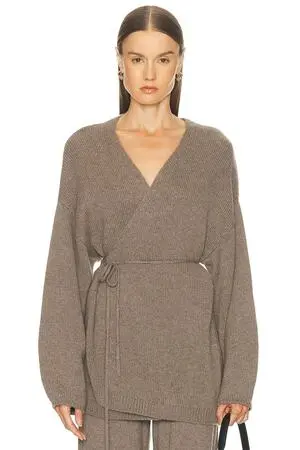 LISA YANG Laurina Wrap Cardigan - Truffle