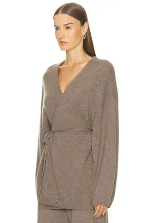 LISA YANG Laurina Wrap Cardigan - Truffle