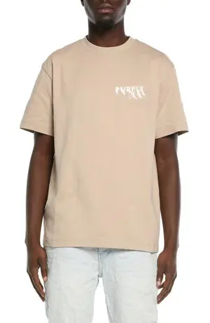 PURPLE BRAND Heavyweight Jersey Graphic T-shirt - Tan