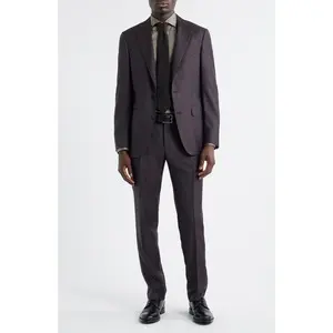 Canali Capri Trim Fit Mélange Super 130s Wool Suit - Dark Brown