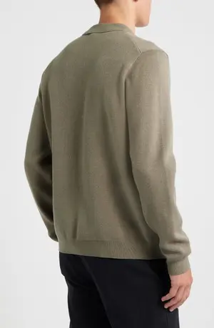 OPEN EDIT Polo Cardigan - Olive Brown