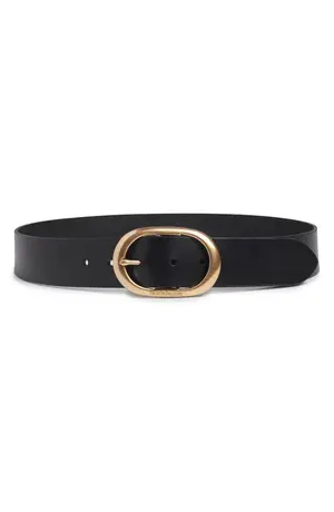 FAVORITE DAUGHTER Contour Leather Belt - Black/antique Brass