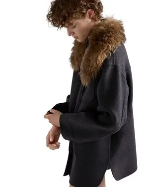 Prada Single-breasted Double Cashwool Caban Jacket - Grey