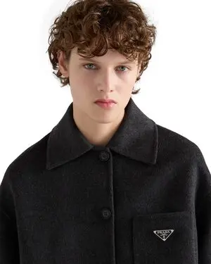 Prada Single-breasted Double Cashwool Caban Jacket - Grey
