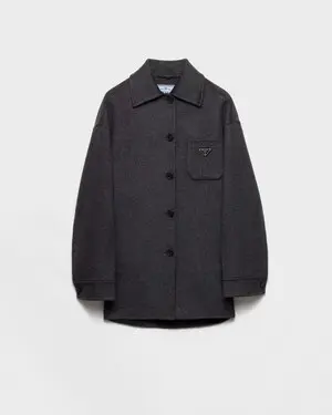 Prada Single-breasted Cashwool Caban Jacket - Slate Gray