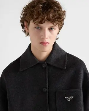 Prada Single-breasted Cashwool Caban Jacket - Slate Gray