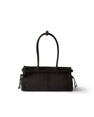 Prada Medium Suede Handbag - Grey