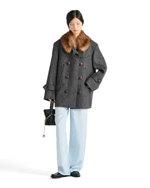 Prada Double-breasted Chevron Pea Coat
