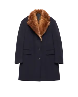 Prada Single-breasted Coat With Shearling Collar