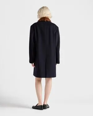 Prada Single-breasted Coat With Shearling Collar