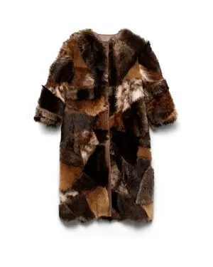 Prada Patchwork Shearling Coat - Multicolored