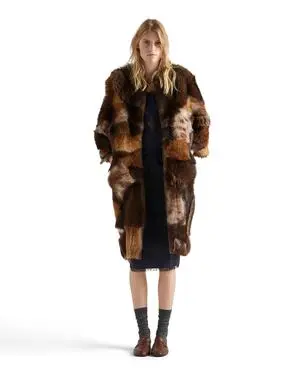 Prada Patchwork Shearling Coat - Multicolored