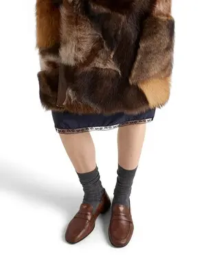 Prada Patchwork Shearling Coat - Multicolored