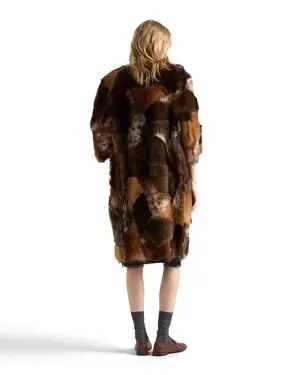 Prada Patchwork Shearling Coat - Multicolored