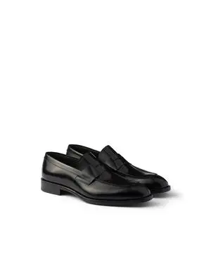 Prada Brushed Leather Loafers - Black
