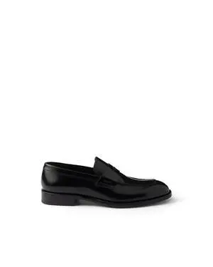 Prada Brushed Leather Loafers - Black