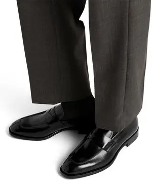 Prada Brushed Leather Loafers - Black