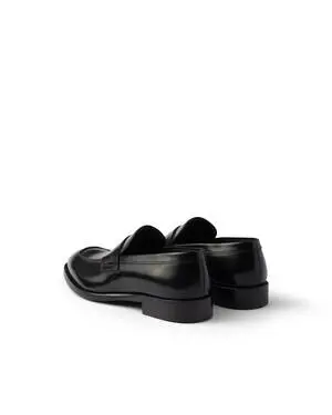 Prada Brushed Leather Loafers - Black