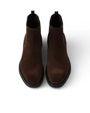 Prada Suede Chelsea Boots - Brown