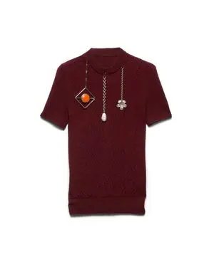Prada Short-sleeved Wool Sweater With Pendants - Red