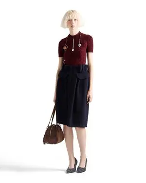 Prada Wool Knit Midi Skirt - Blue