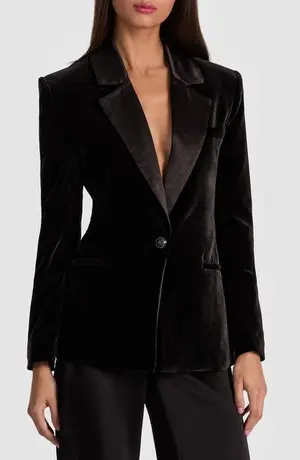 Alice + Olivia Slim-fit Velvet Blazer
