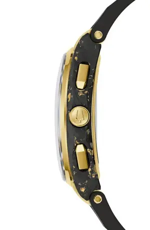 Bulova Curv Forged Carbon Chronograph Strap Watch - Black