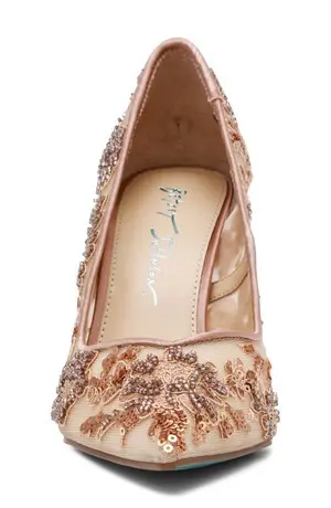 Betsey Johnson Jenii Sequin Mesh Pumps - Beige